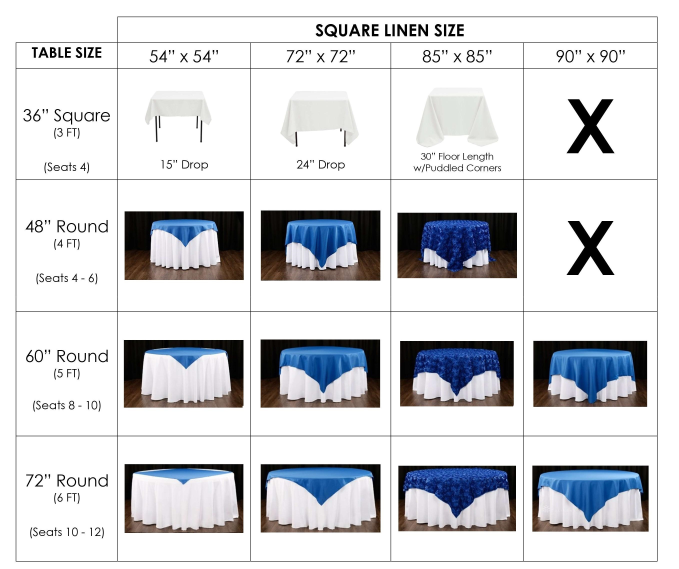 Size Guide Heritage Event Rentals